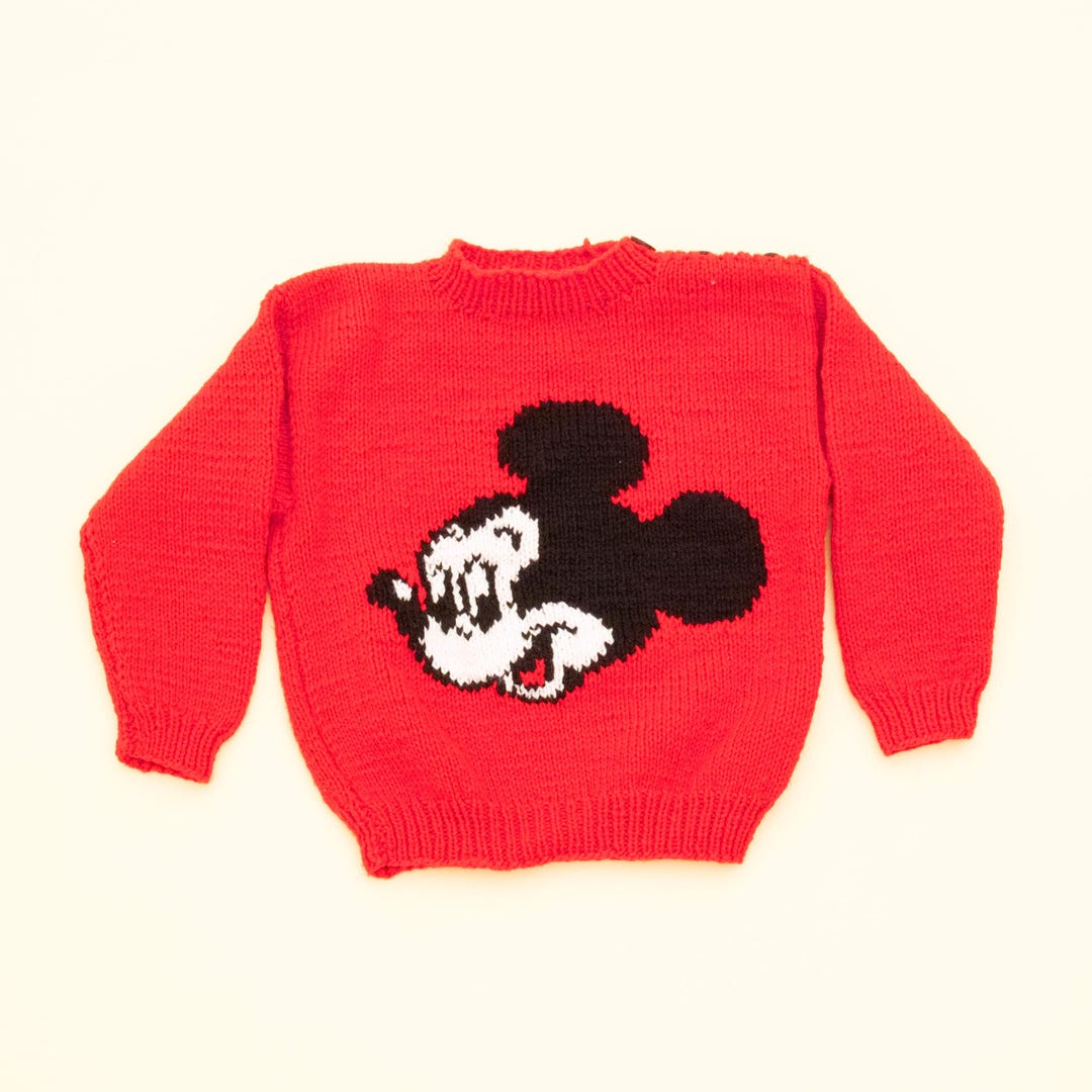 Handmade Hand Knit Mickey Mouse Disney Jumper Kids 18-24M 2T - Etsy