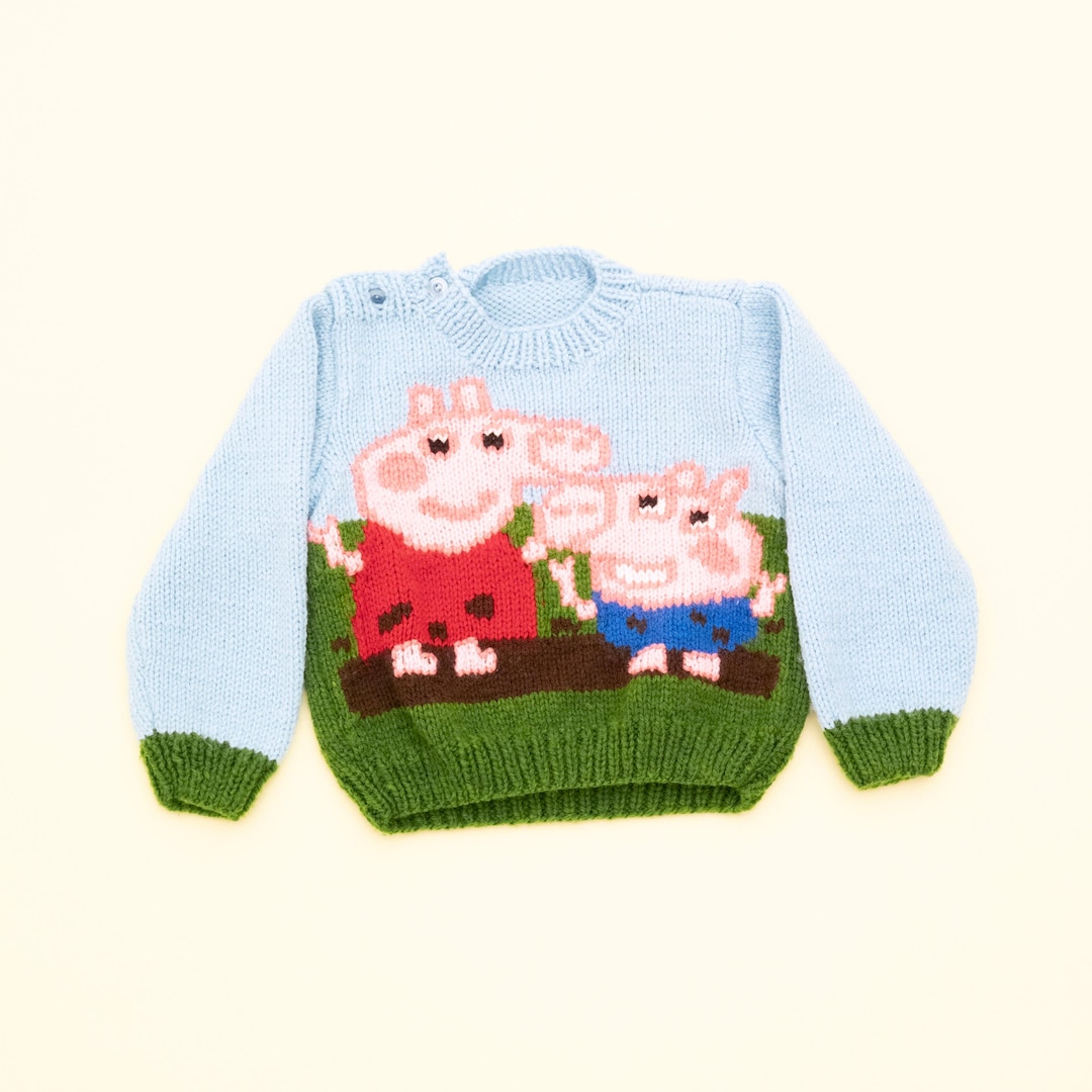Handmade Hand Knit Peppa Pig Jumper Kids 2T 18-24M - Etsy