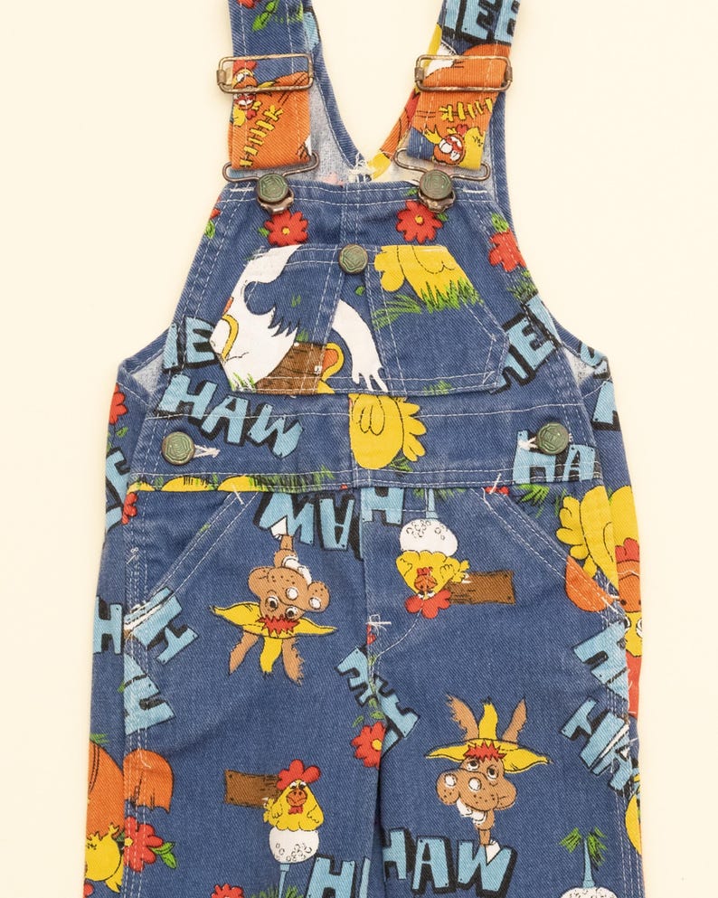 Vintage 70s Hee Haw Cartoon Print Overalls - Kids Size 12-18M - Etsy