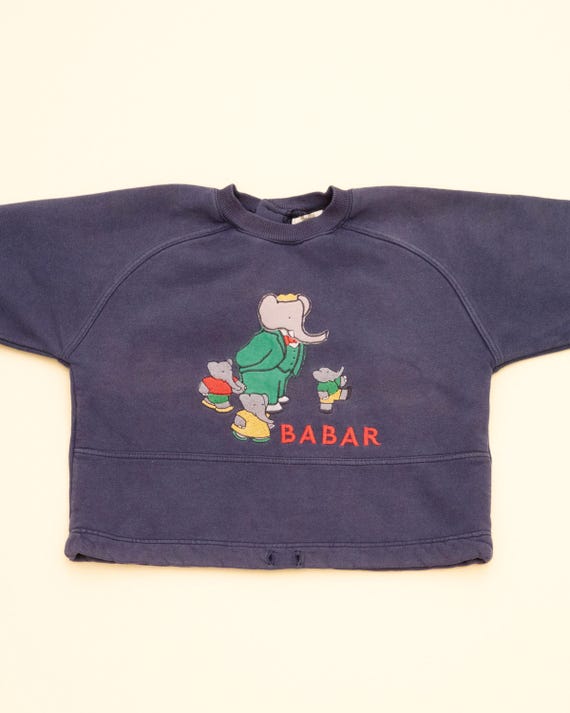 French Vintage Babar the Elephant Kids Sweater Sweats… - Gem