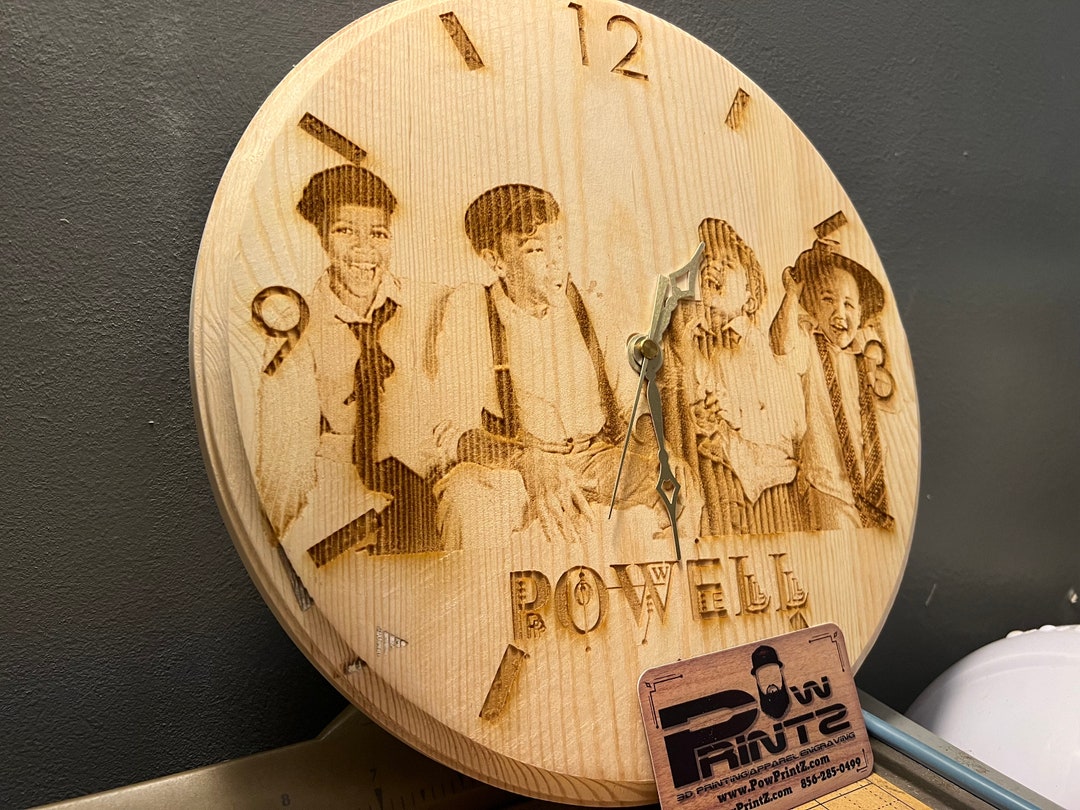 Photo Engraved Wooden Clock - Etsy