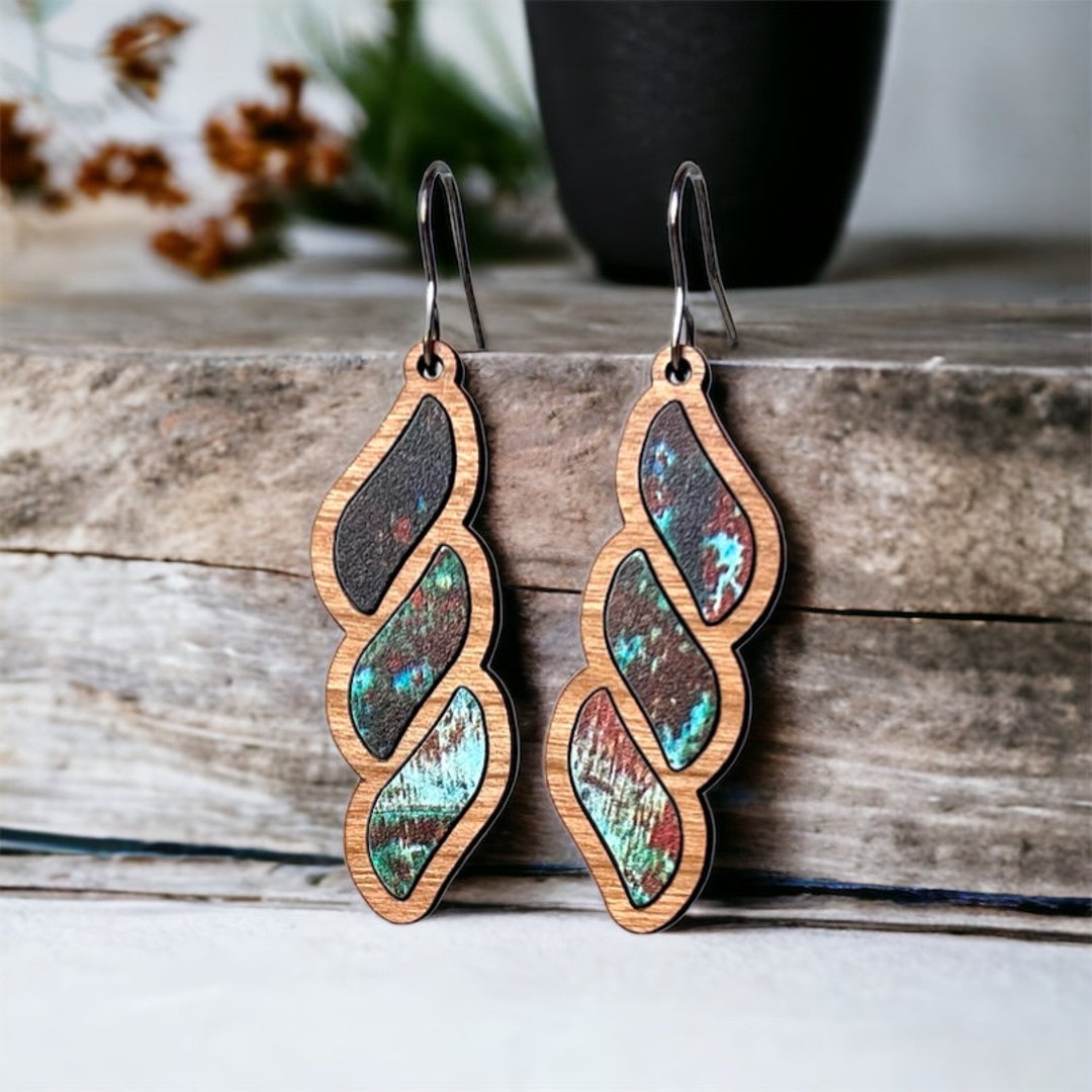 Braid Shell Inlay Dangle Earring Laser Cut Digital Download SVG PDF - Etsy