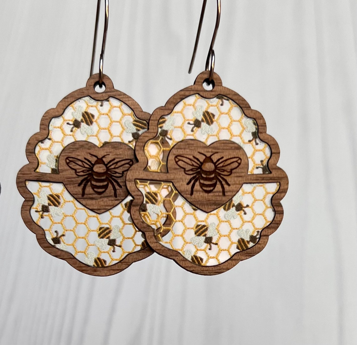 Bee Hive Inlay Earring SVG Digital Download Laser File - Etsy
