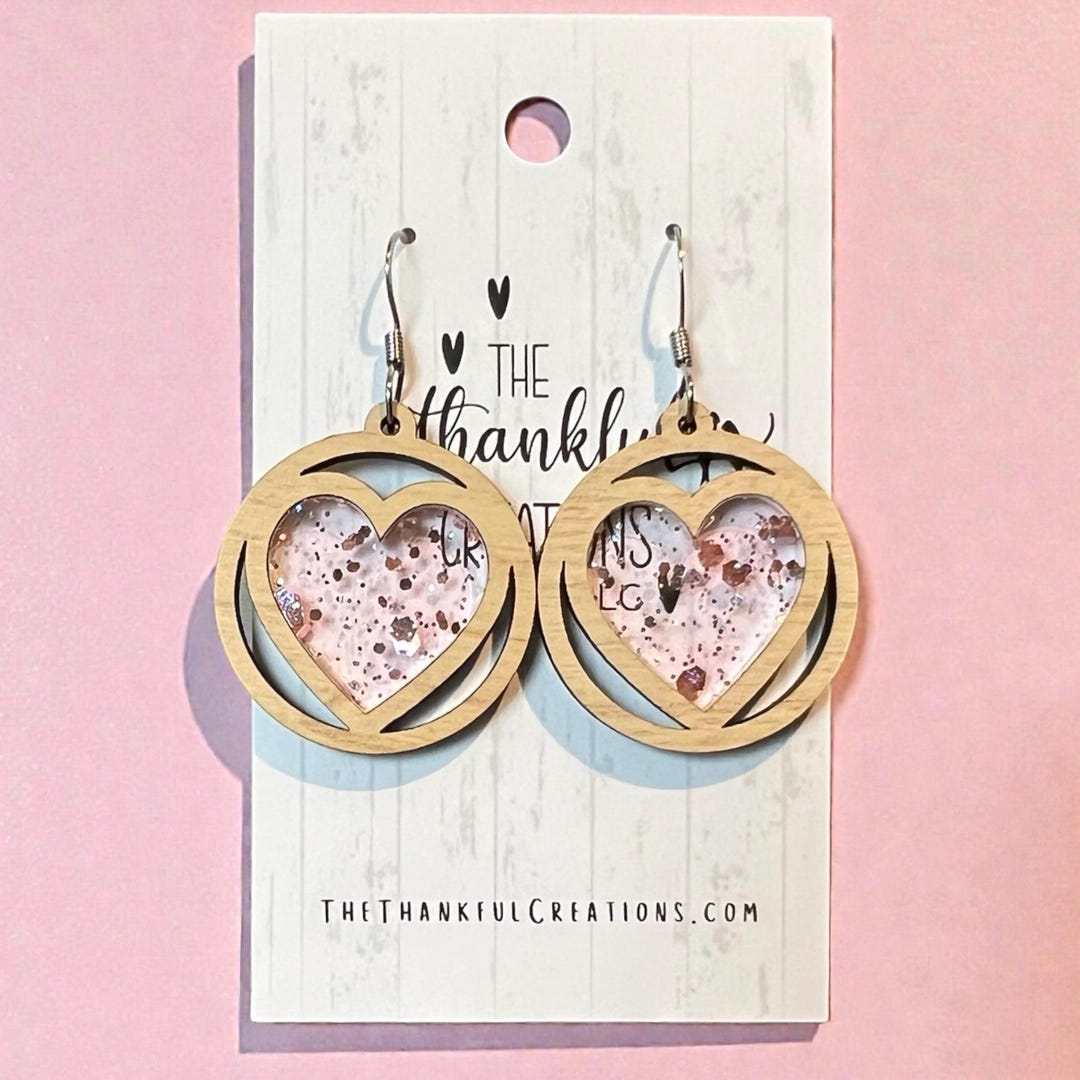 Valentine Heart Inlay Earring Bundle SVG PDF | Laser Cut Earrings File ...