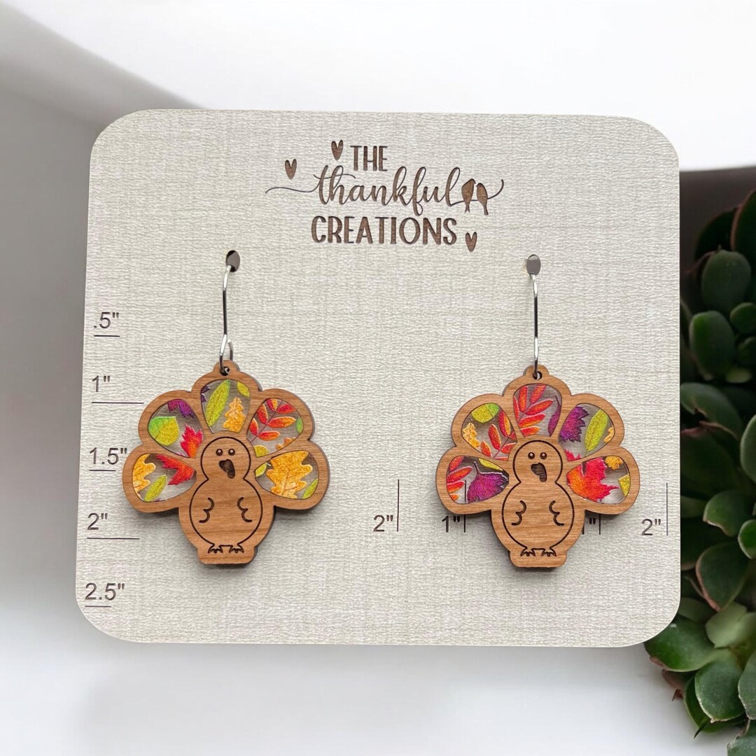 Turkey Thanksgiving Inlay Earring BUNDLE Laser File SVG PDF Digital ...