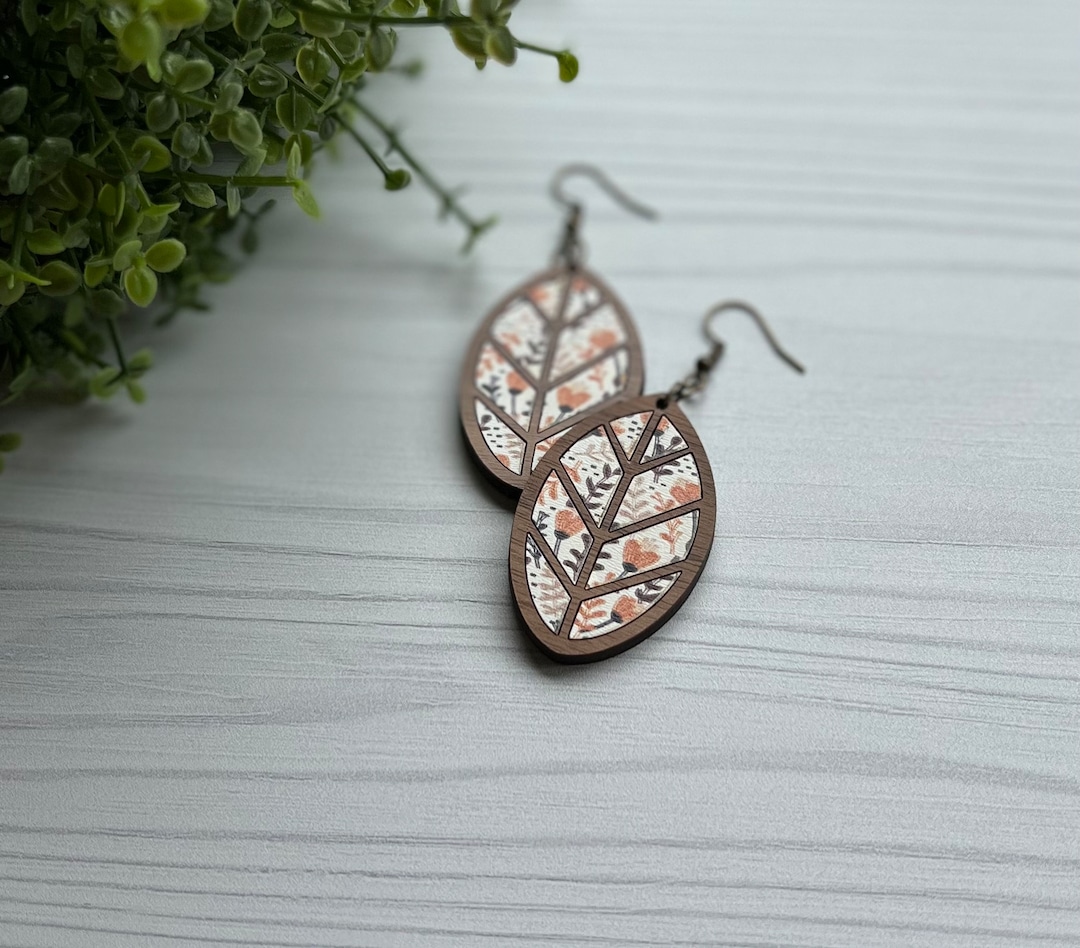 Leaf Inlay Earring Laser File Digital Download SVG PDF - Etsy