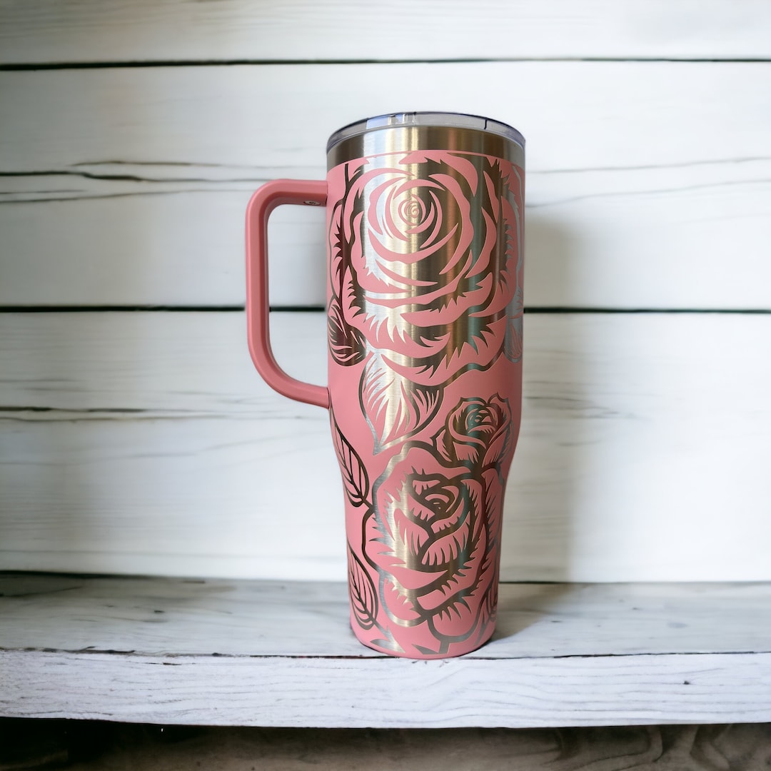 Rose Floral 40 Oz Tumbler Wrap Laser Engrave File Engraved Digital ...