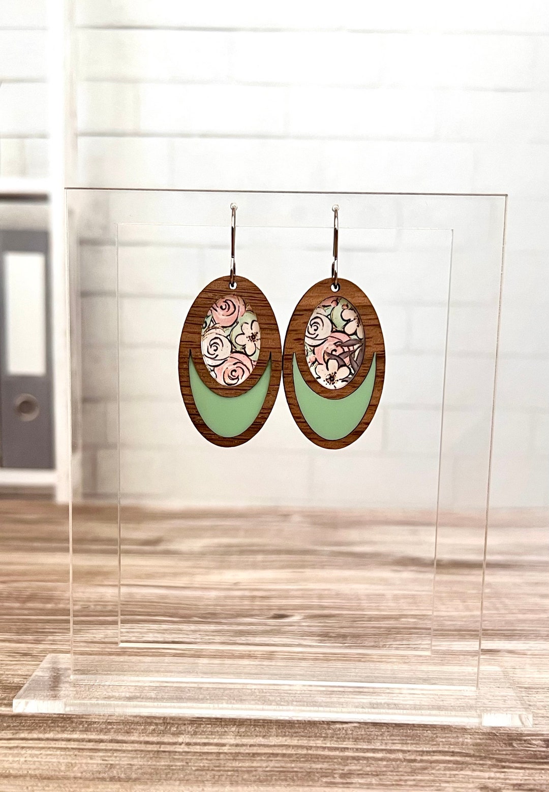 Oval Hoop Floral Inlay Earring Digital Download SVG PDF - Etsy