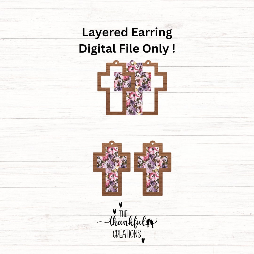 Layered Cross Earring Digital Download Laser File SVG PDF - Etsy