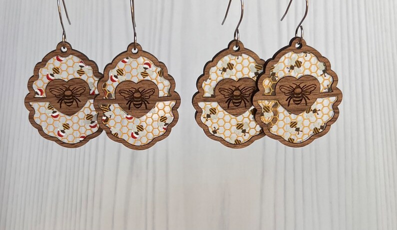Bee Hive Inlay Earring SVG Digital Download Laser File - Etsy