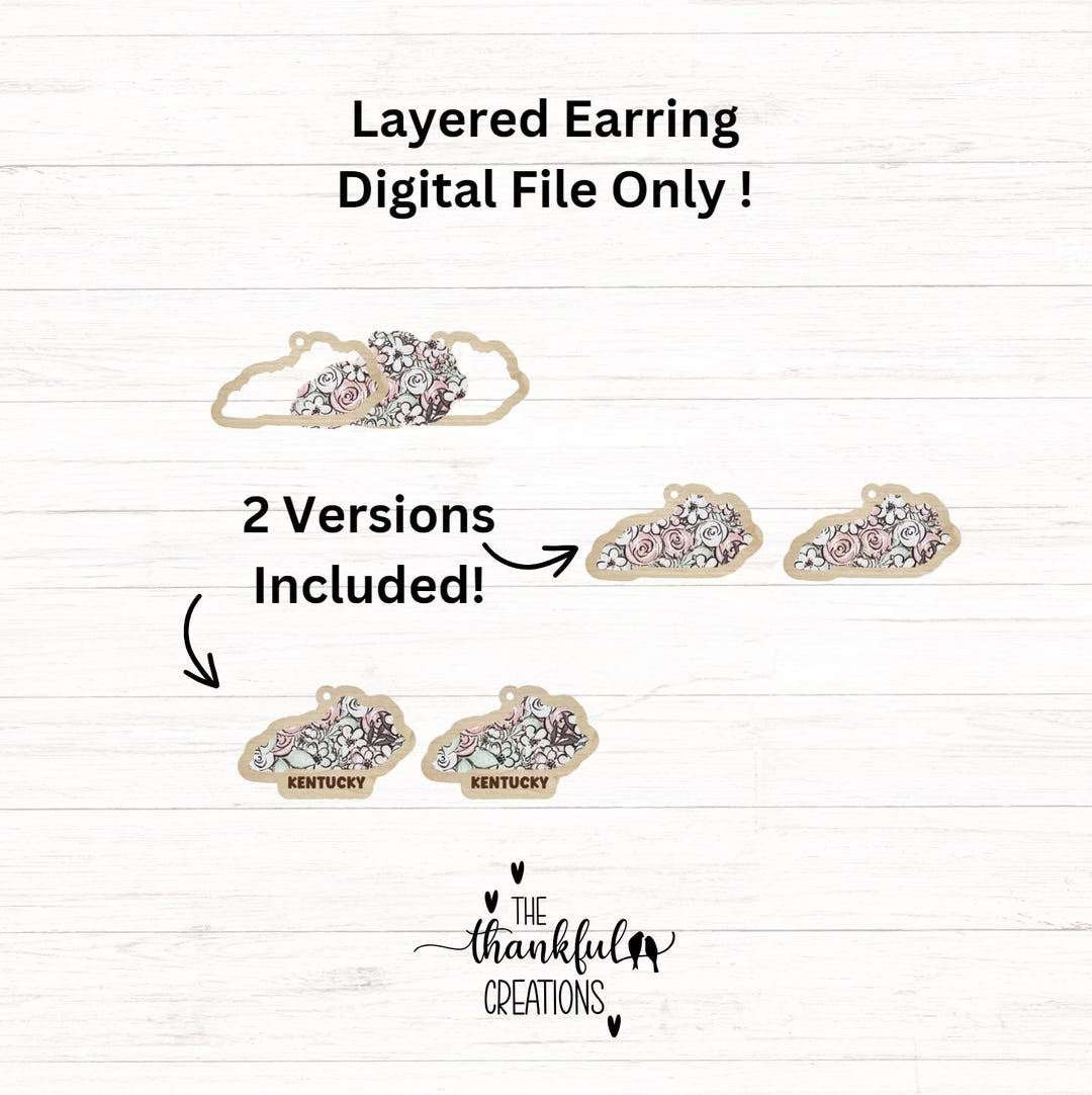 Layered Kentucky State Earring Bundle Laser File Digital Download SVG ...