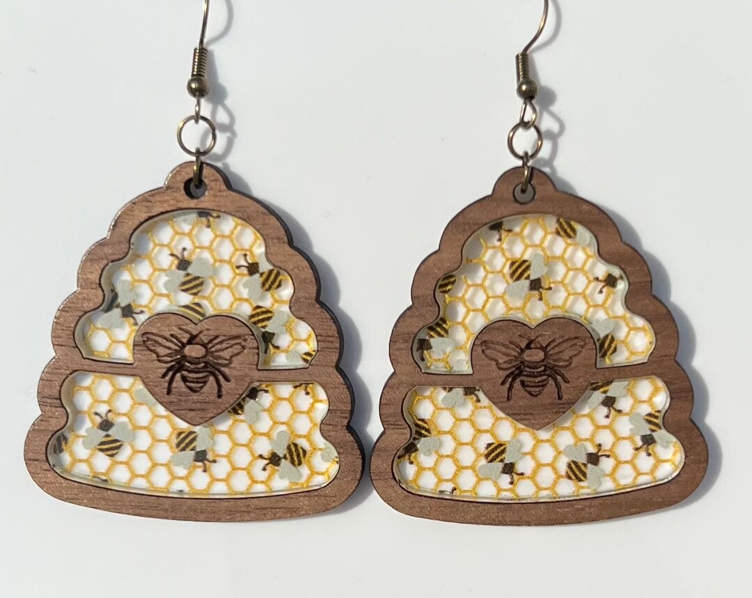 Bee Hive Inlay Earring Laser File SVG PDF Digital Download - Etsy