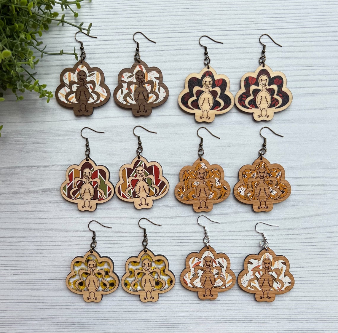Turkey Thanksgiving Inlay Earring Laser File SVG PDF Digital Download ...