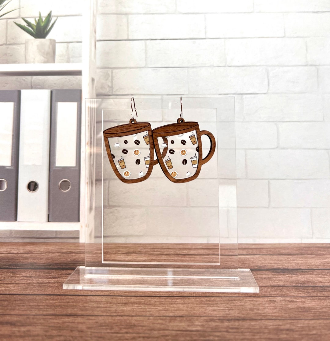 Coffee Mug Inlay Earring Laser Digital Download SVG PDF - Etsy
