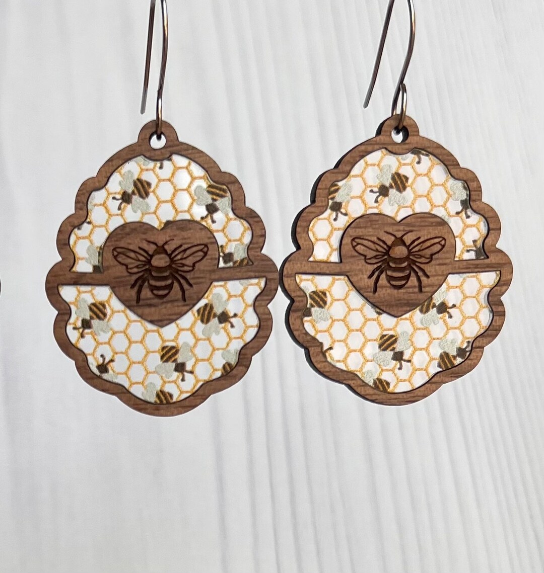 Bee Hive Inlay Earring Digital Download Laser File SVG PDF - Etsy