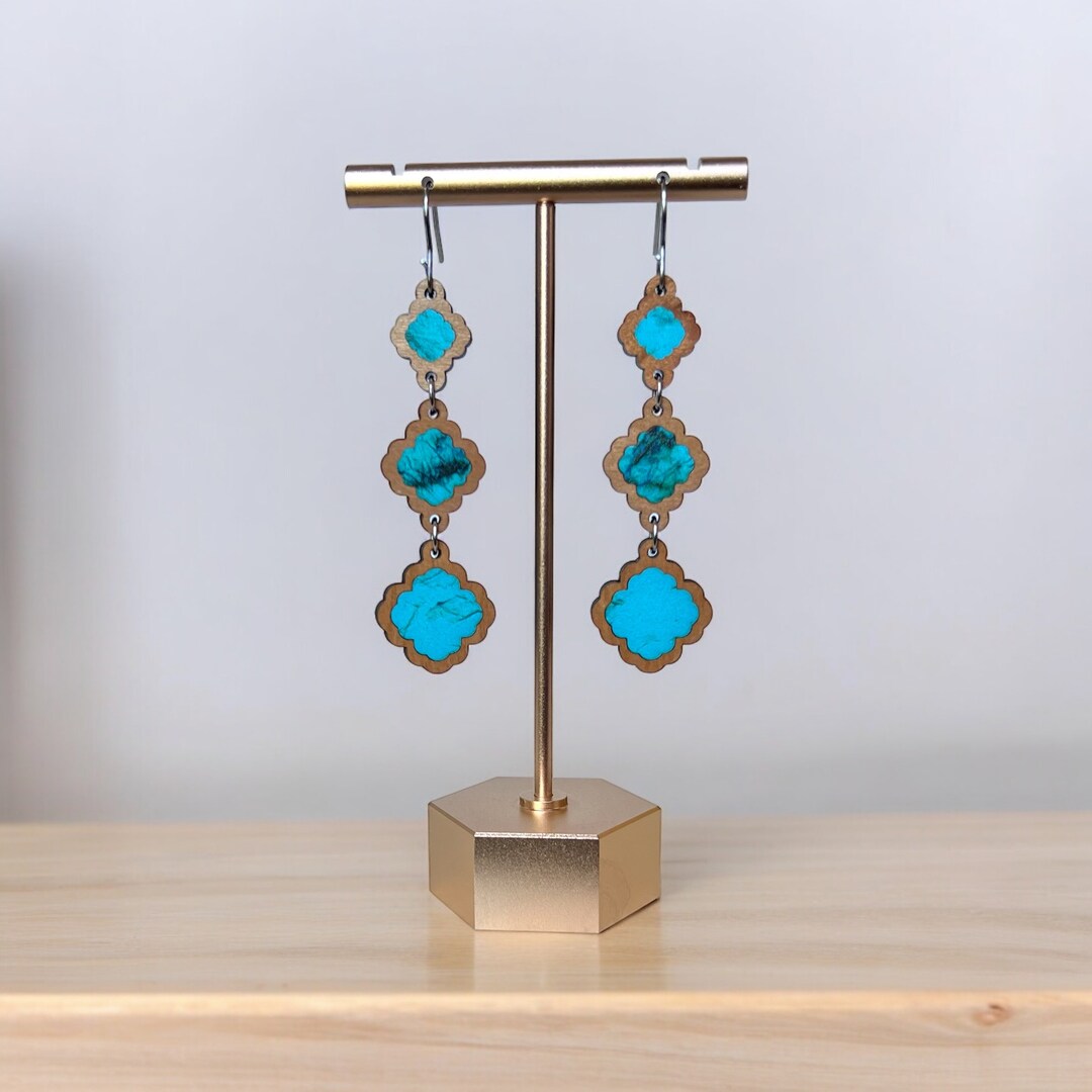 Floral INLAY Earring Charm Topper Connector Laser Digital Download File ...
