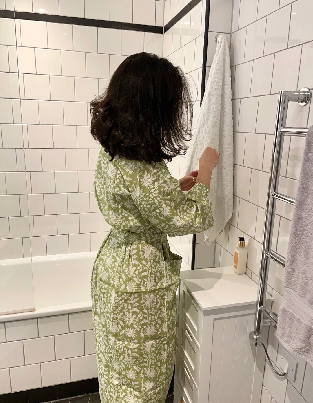 Dressing Gown Beautiful Floral Robe Block Printed Kimono Robe Made in ...