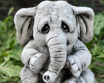 Concrete Elephant Garden Statue - Etsy