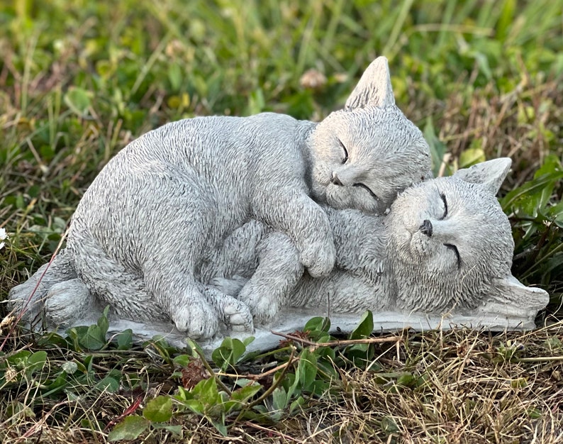 Stone Cats Statue Sleeping Cat Figurine Cat Memorial Statue - Etsy