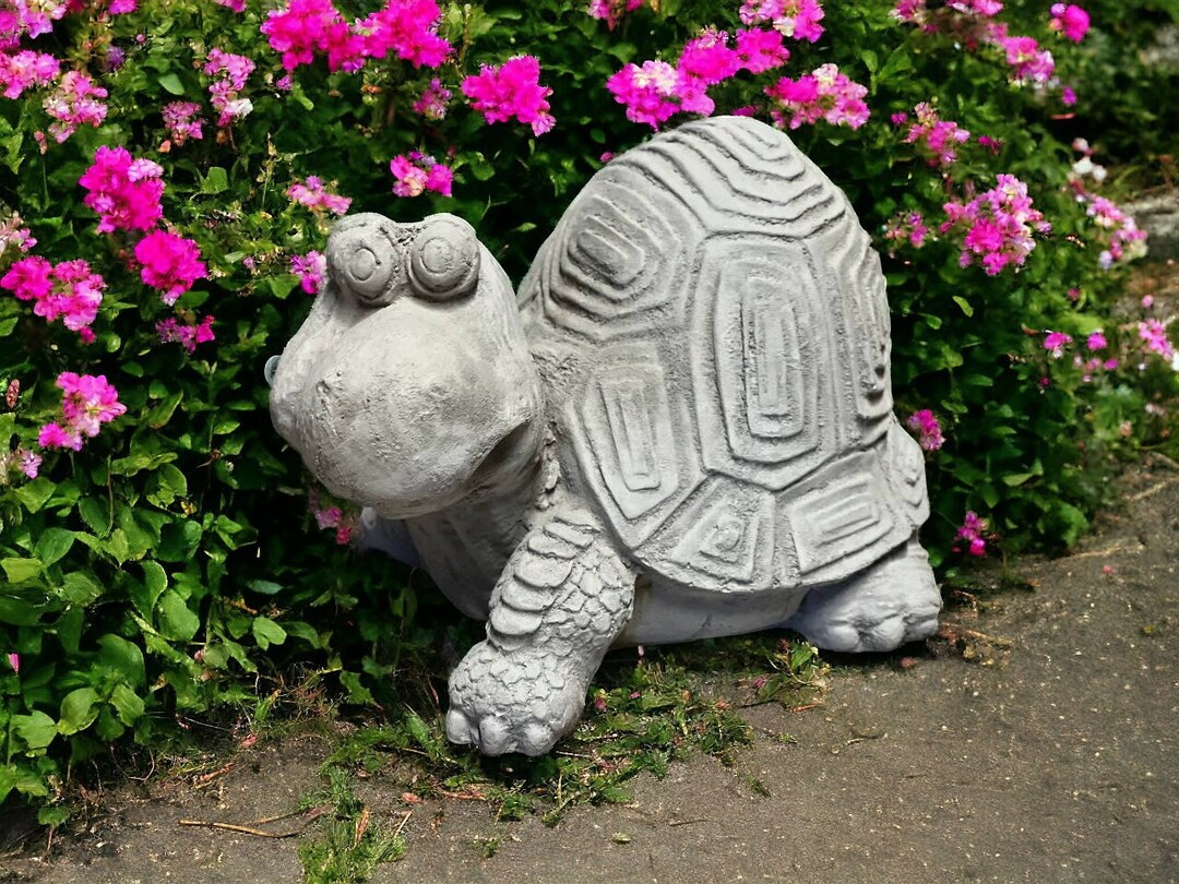 Concrete Turtle With Big Eyes Figure Detailed Bug Eyed Turtle Figurine ...