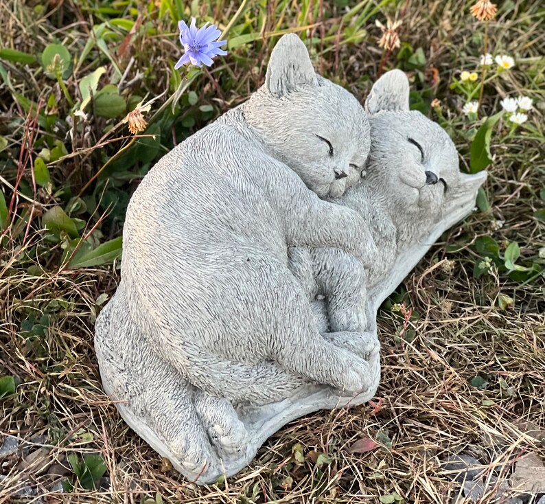 Stone Cats Statue Sleeping Cat Figurine Cat Memorial Statue - Etsy