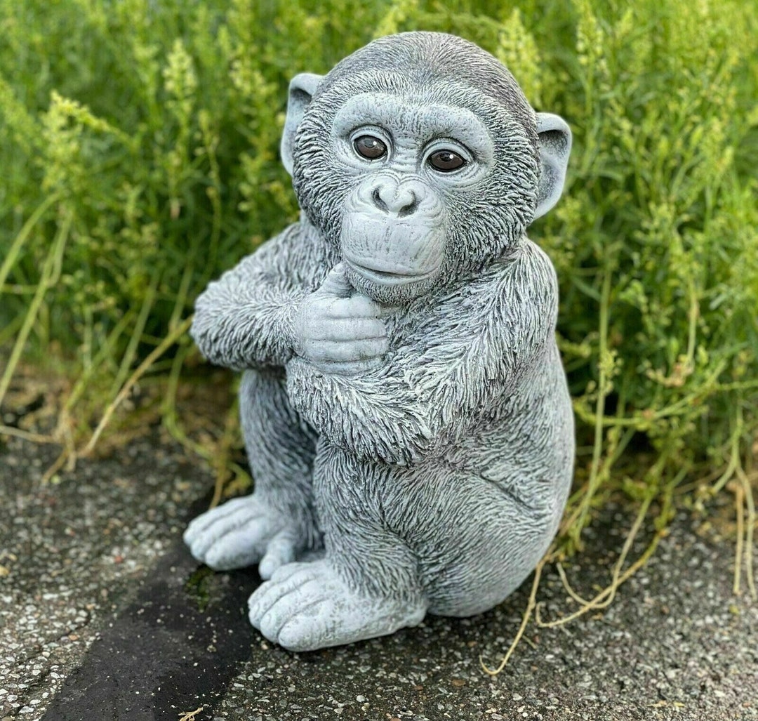 Garden Statue Monkey Chimpanzee Figure African Animal Stone Concrete ...