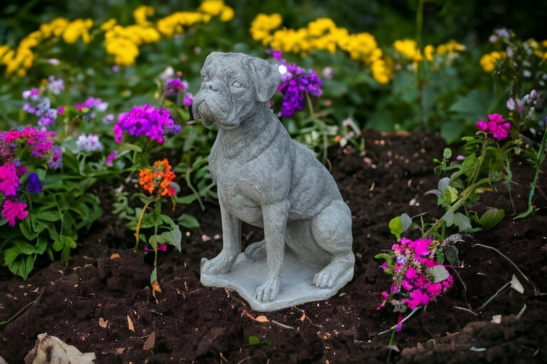 Sitting Boxer Dog Sculpture Realistic Boxer Dog Memorial Statue ...