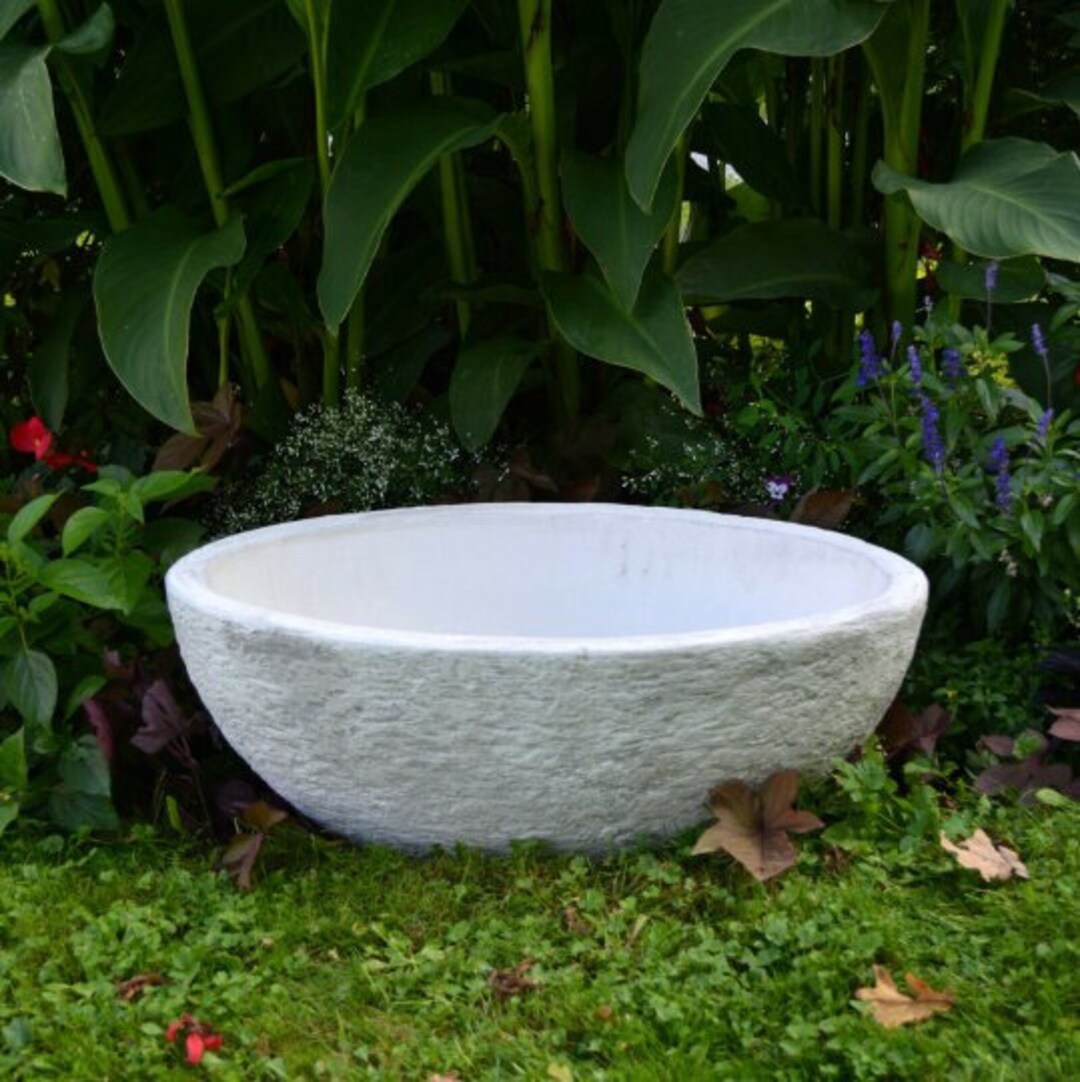 Concrete Flower Pot Statue Handmade Birds Bath Plate Figure Outdoor ...