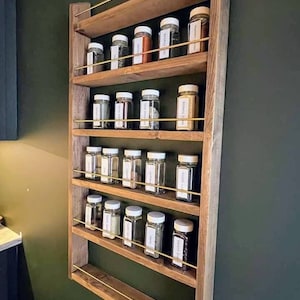 18" Wide Elegant 6-shelf Brass Rod Spice Rack | Wall Mounted or ...