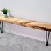 7" Narrow Maple Live Edge Bench With Hairpin Legs | Solid Ash Hardwood ...