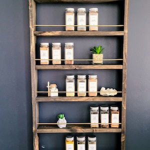 18" Wide Elegant 6-shelf Brass Rod Spice Rack | Wall Mounted or ...