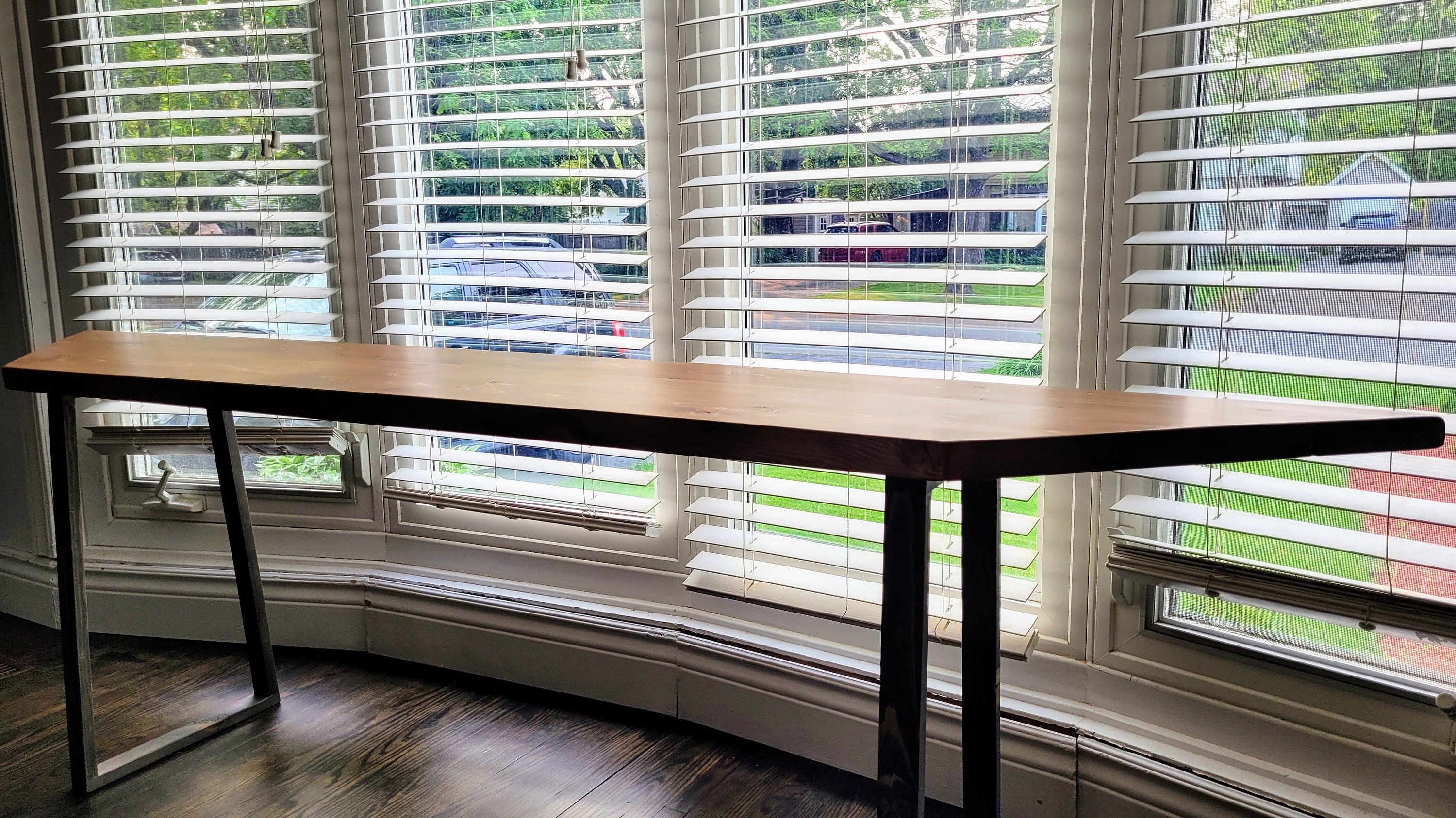 Unique Trapezoid Shaped Console Table Solid Wood Modern Mud - Etsy