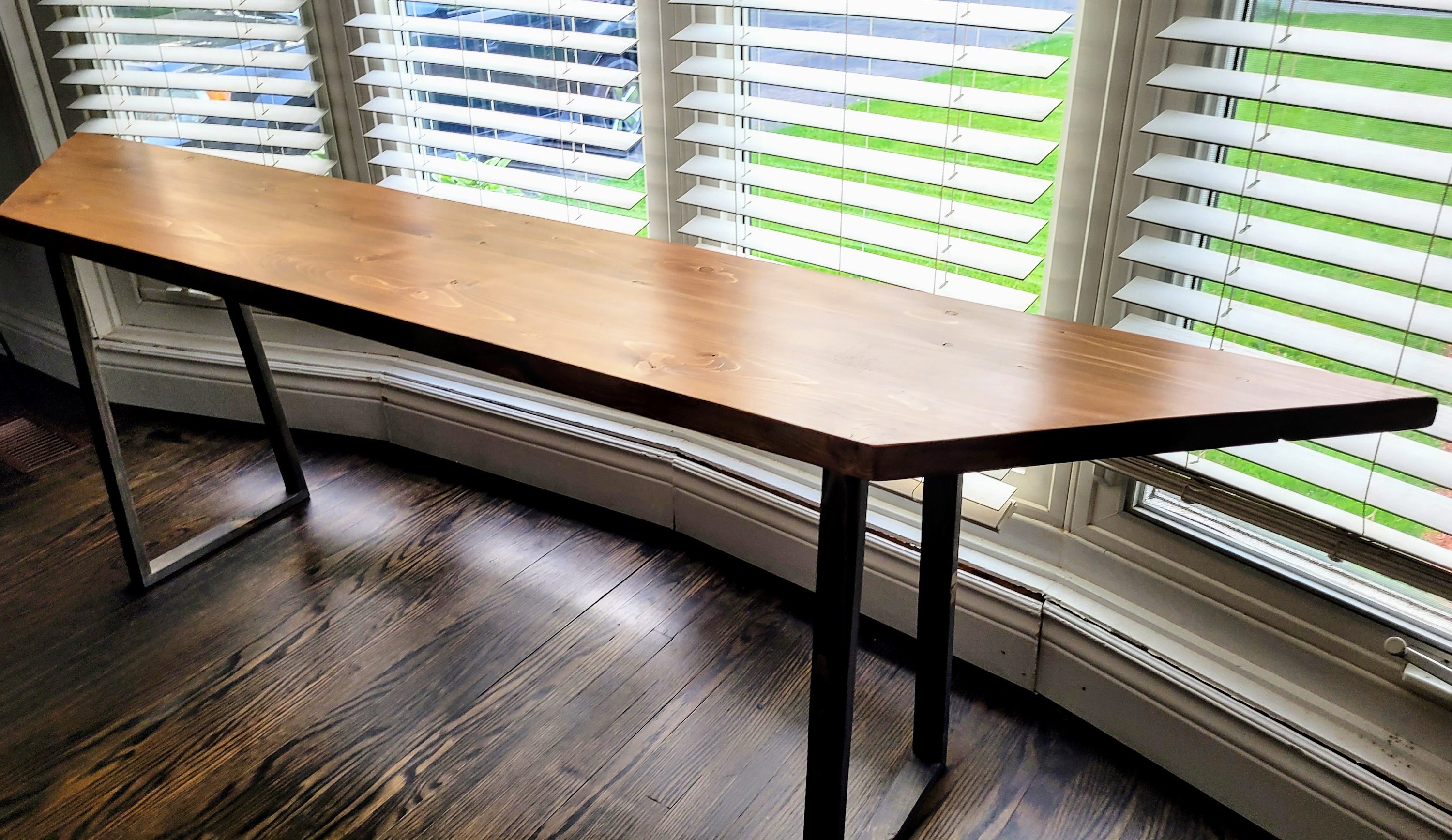 Unique Trapezoid Shaped Console Table Solid Wood Modern Mud - Etsy