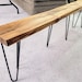 7" Narrow Maple Live Edge Bench With Hairpin Legs | Solid Ash Hardwood ...