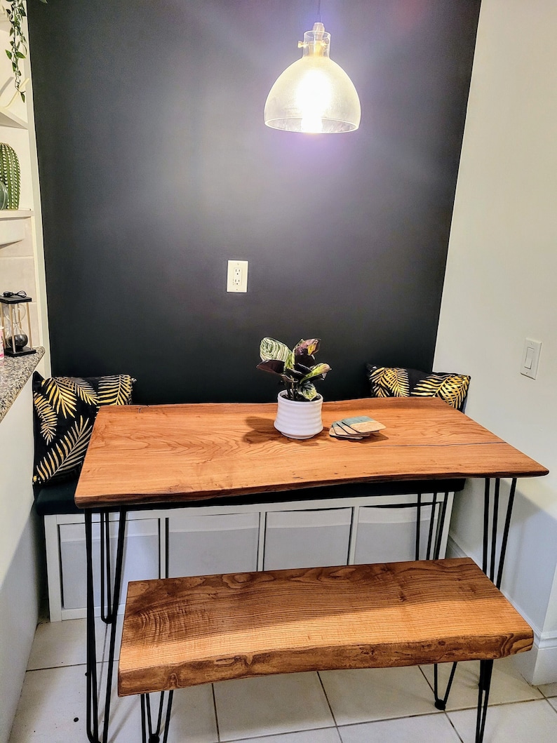 Square Live Edge Modern Rustic Kitchen Table | Breakfast Nook | Solid ...