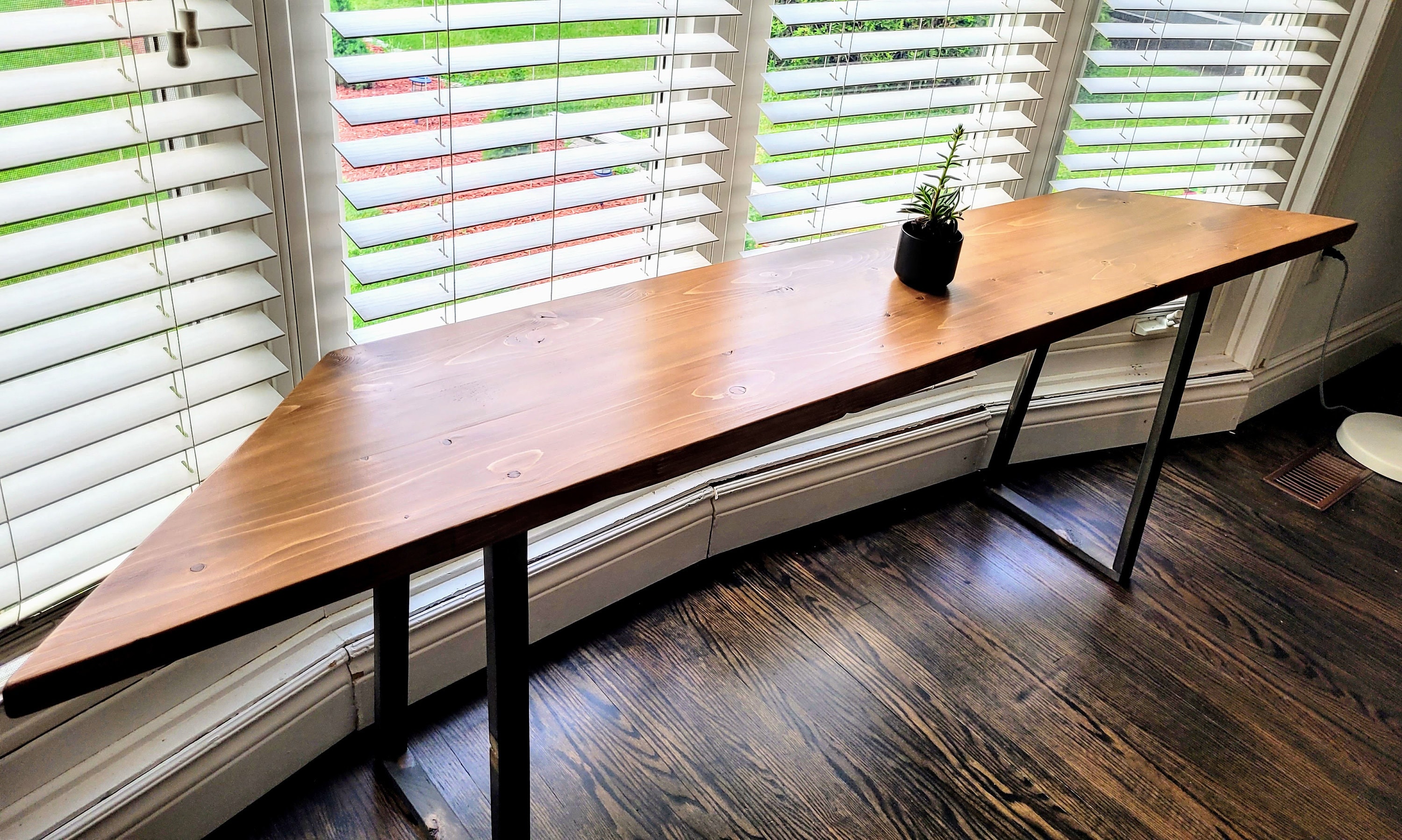 Unique Trapezoid Shaped Console Table | Solid Wood Modern Mud Room ...