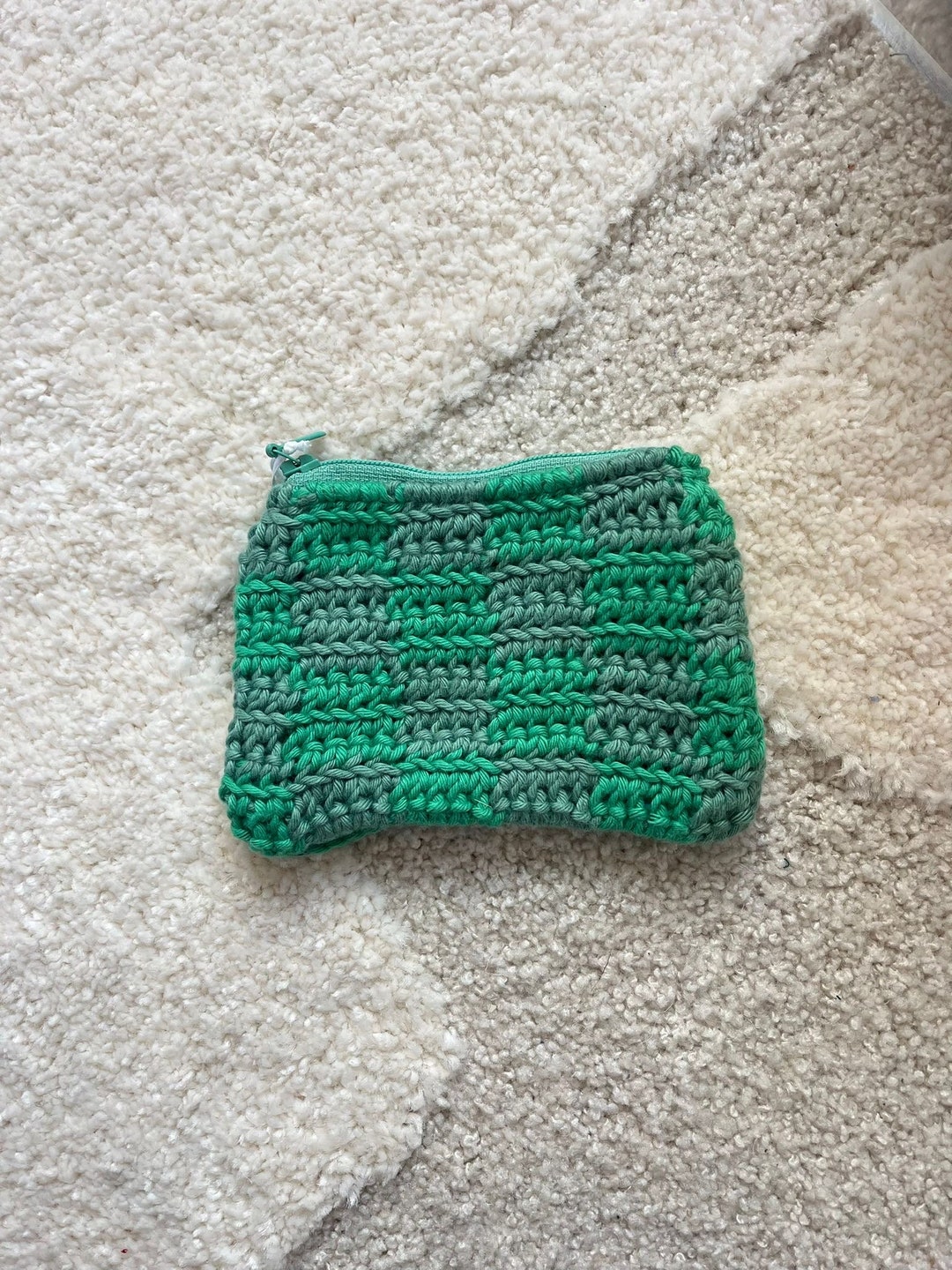 Pouch Sophie Checkerboard Crocheted Green - Etsy