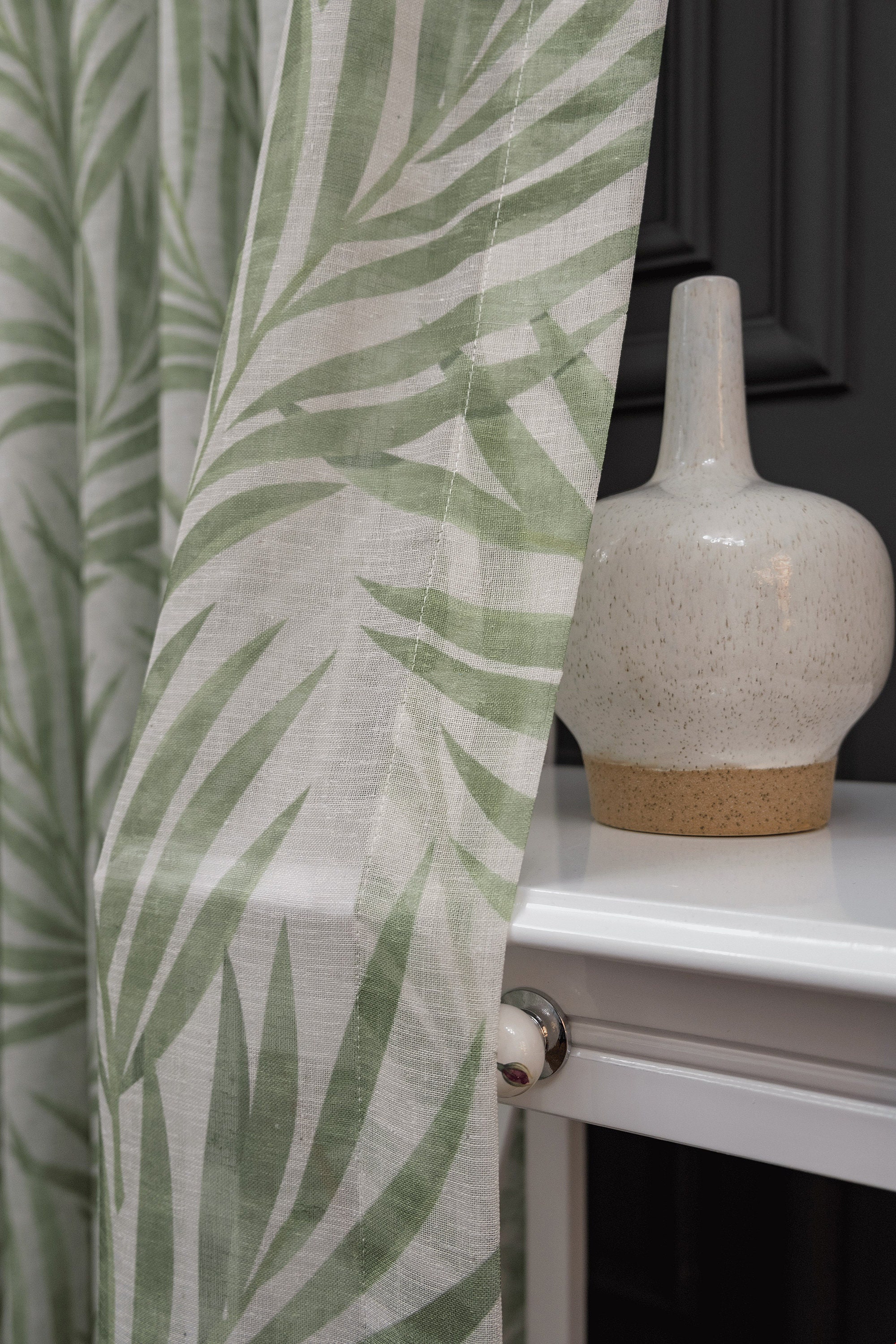 Green Leaf Curtain Sheer Floral Curtain Style Life Floral - Etsy