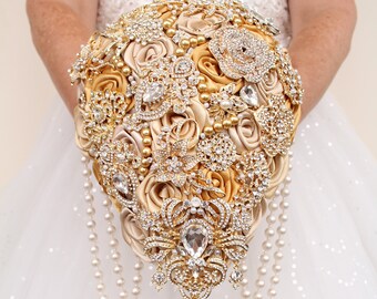 Glam Gold Black Bridal Bouquet Bling Gold Glitter Quinceanera - Etsy