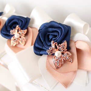 Navy Blue Bridesmaids Bouquet. Brooch Bouquet. Rose Gold Jeweled. - Etsy