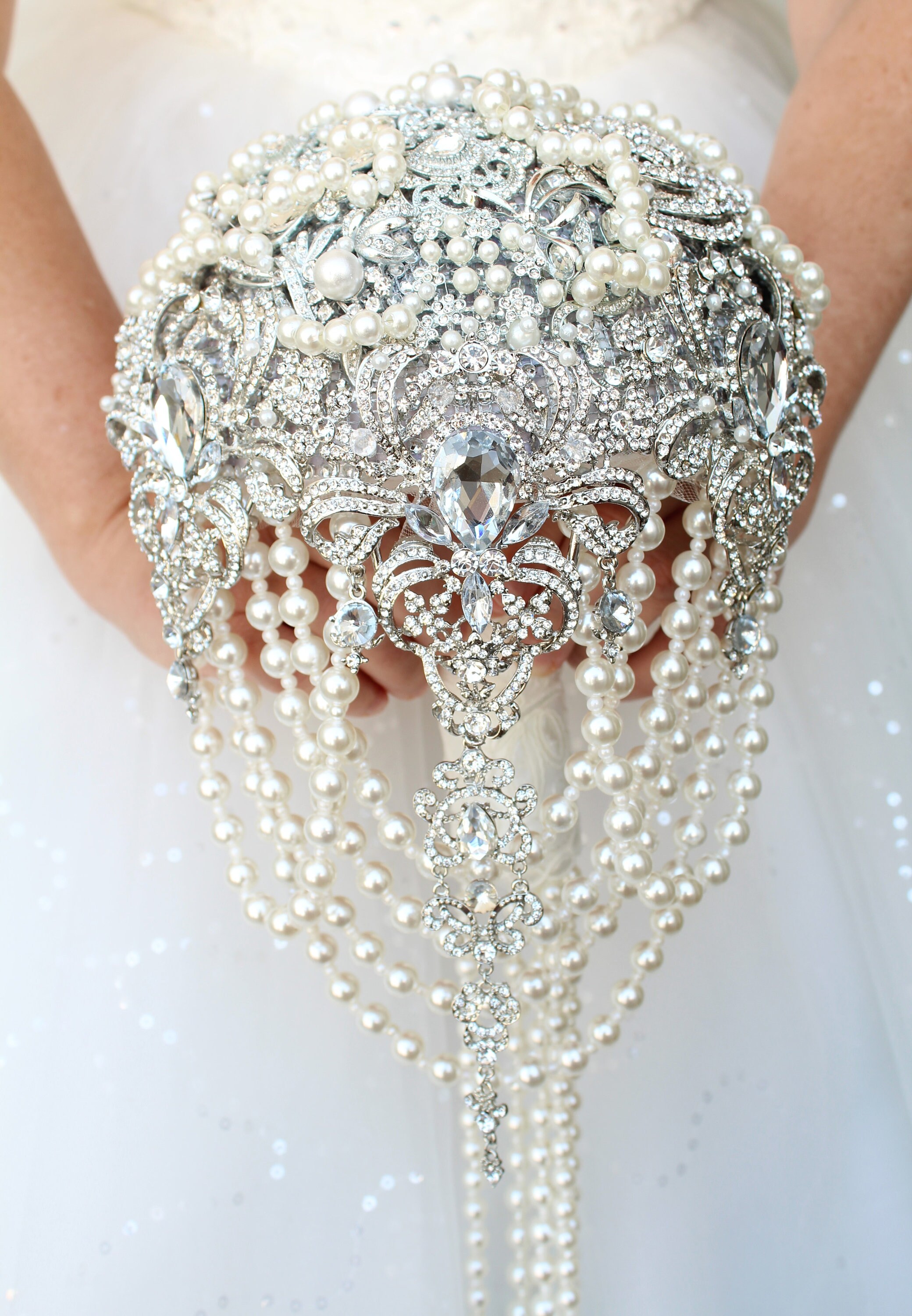 Silver Luxury Pearl Wedding Bouquet of Brooches. Bridal Brooch - Etsy