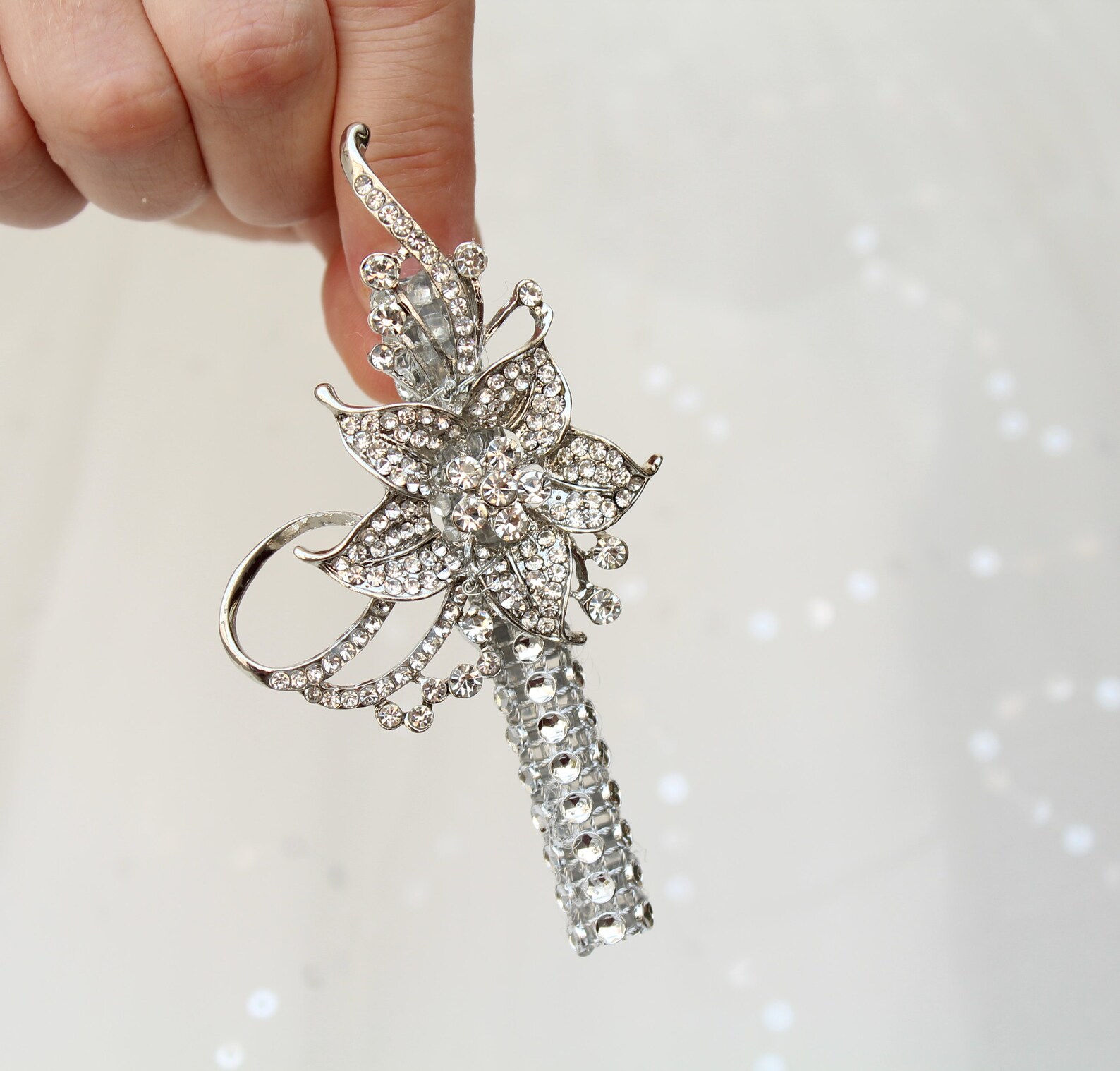 Brooch Bouquet Dusty Rose Silver. Blush Pink Cascade Bling - Etsy