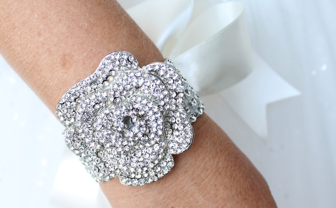 Brooch Bouquet Dusty Rose Silver. Blush Pink Cascade Bling - Etsy