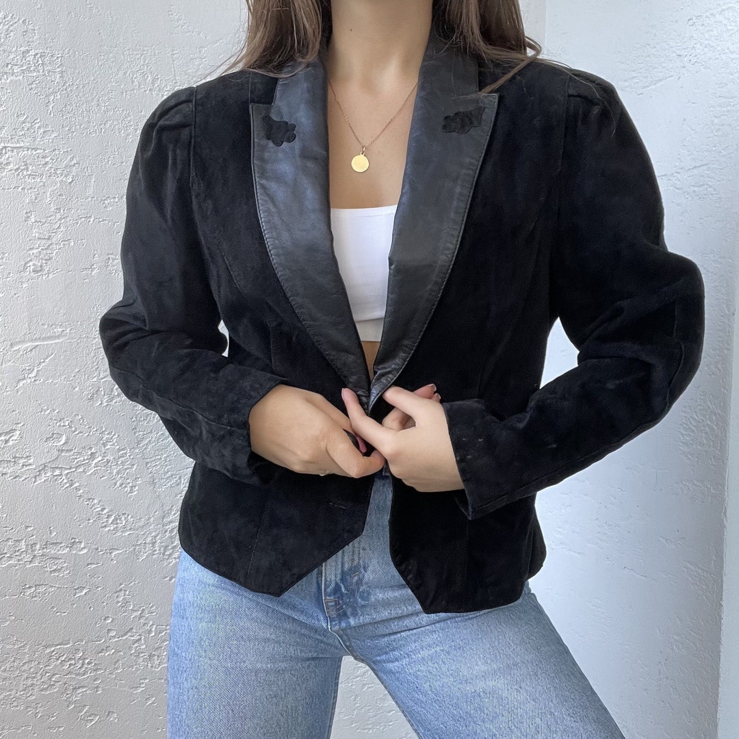 Vintage Real Leather Puffy Sleeve Jacket, Suede Vintage Jacket - Etsy