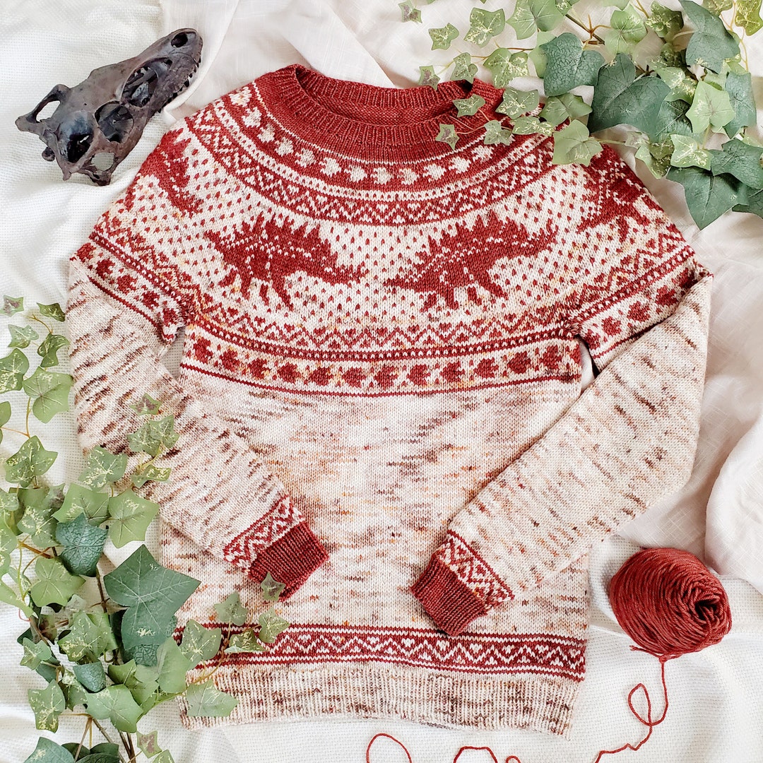 Stego Sweater (adult) Pattern, Knit Dinosaur Unisex Sweater, Digital ...