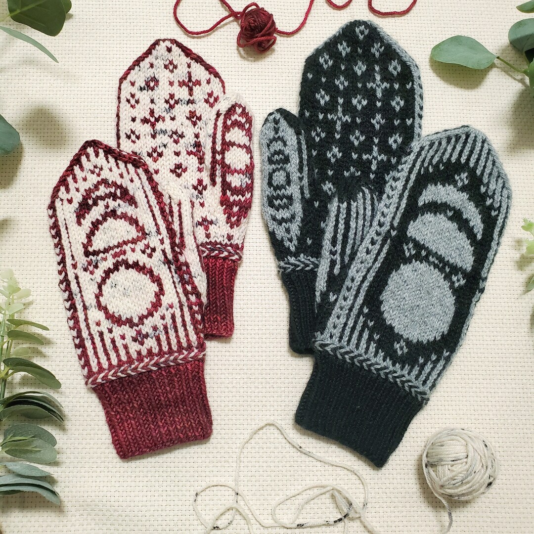 Luna Mittens Knitting Pattern, Moon Phase Mittens, Digital PDF Pattern ...