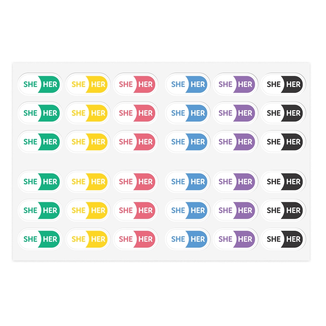 She/her Pronoun Stickers for Badge Pharmacy Pills Sticker Sheet - Etsy