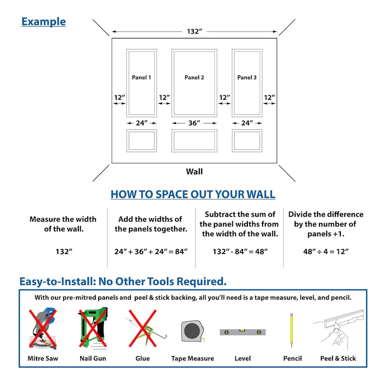 White Wainscoting Kit: Pre-made Peel and Stick Wall Panels (8-17ft ...