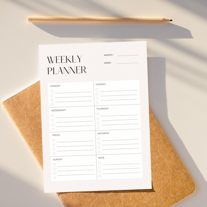 Printable Weekly Planner, to Do List Planner Sheet. Minimalist Planner ...