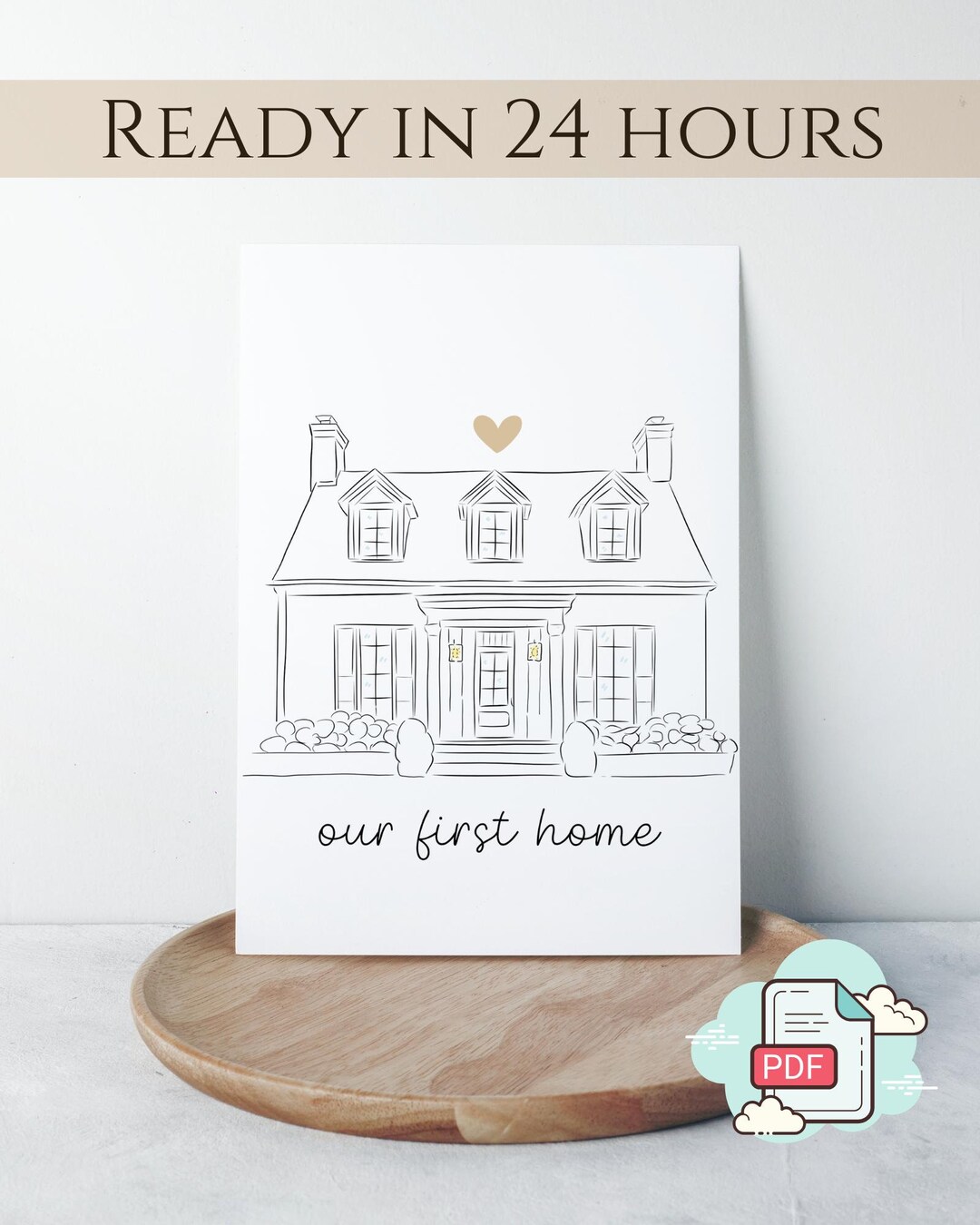Custom House Line Drawing, Minimal Housewarming Gift, House Sketch From ...